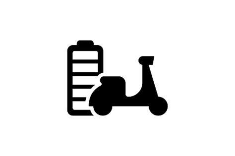 전기 스쿠터 완전히 충전 된 배터리 에너지 표시기 검은 아이콘 전기 운송 오토바이 누산기 충전기 기호 전기 충전 오토바이