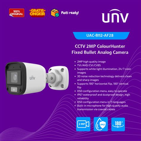 Jual UNV UAC B AF Uniview CCTV MP Fixed IR Bullet Analog Camera Shopee Indonesia