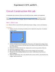 EXPERIMENT GROUP Pdf Experiment KVL And KCL Circuit Construction Kit Lab An Exploration