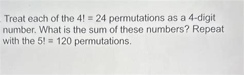 Solved Treat Each Of The Permutations As A Digit Chegg Com