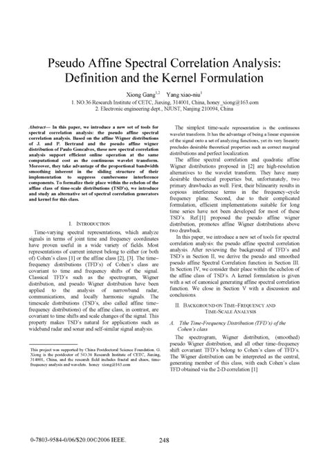 Pdf Pseudo Affine Spectral Correlation Analysis Definition And The Kernel Formulation