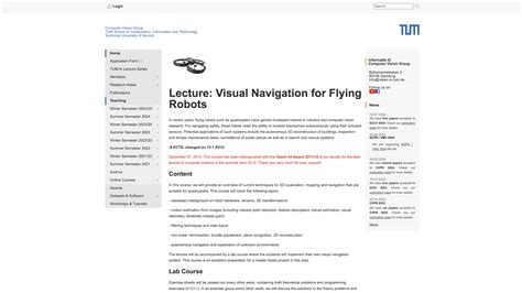 Visual Navigation For Flying Robots Robotics Computer Vision Online Playground
