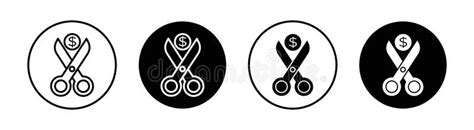 Cost Cutting Flat Line Icon Set Cost Cutting Thin Line Illustration