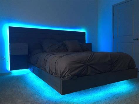 Diy Floating King Bed Frame With Led Lighting Plans Hustlerinspire