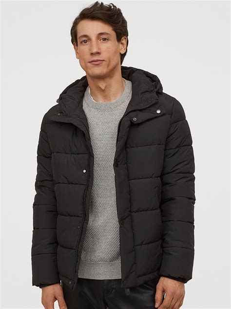 Buy Handm Men Black Solid Padded Hooded Jacket Jackets For Men 11060864