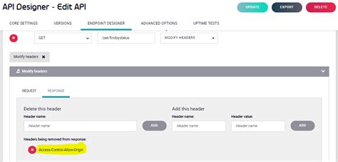 cannot remove response headers access control allow origin