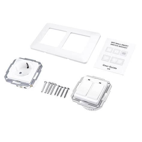 Wifi Smart Light Wall Switch Socket Outlet With 2 Gang Push Button