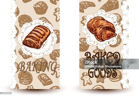 손으로 그린 스케치 빵 포스터 세트 벡터 친환경 식품입니다 그림을 스케치 합니다 제과 빵집 상점에 대 한 스케치 스타일 디자인 요소입니다 귀여운에 대한 스톡 벡터 아트 및
