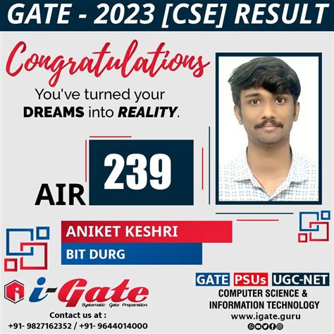Igate Bhilai On Linkedin Igate Stars Gate2023cseresult Gate Cse Igate Bhilai