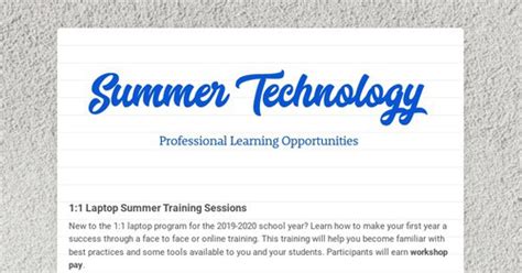 Summer Technology Smore Newsletters