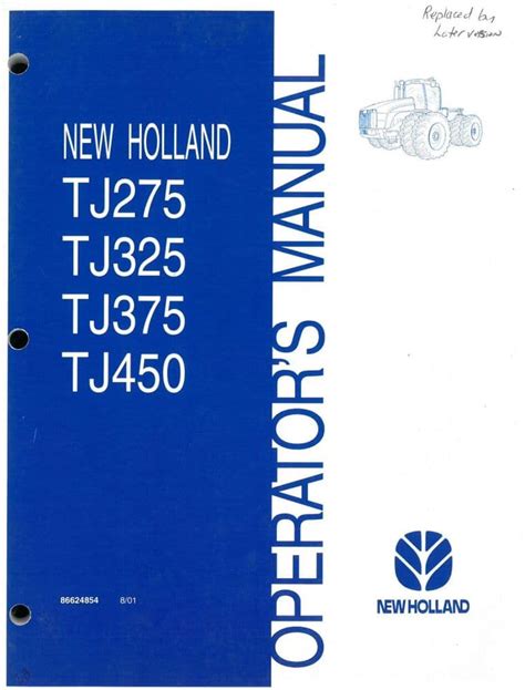 Ford New Holland Tractor Tj275 Tj325 Tj375 Tj450 Operators Manual Tj 275 325 375 450