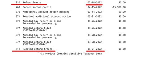 IRS Tax Transcript Code 810 Refund Freeze And What It Means When