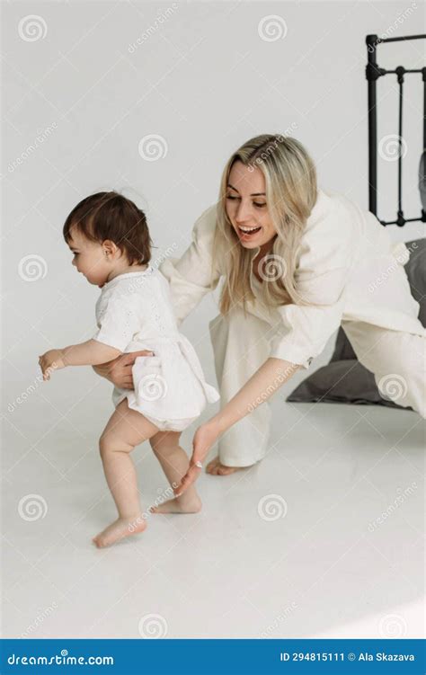 Mom Plays With Her Daughter Catches Up With Her In The Room Tries To