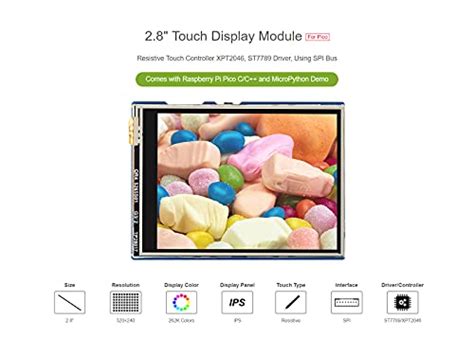 Waveshare 28inch Touch Display Module For Raspberry Pi Pico 262k Colors 320240 Pixels Resistive