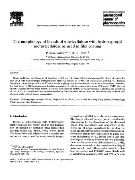 Ec Hpmc Film Coating Pdf Polymers Solubility