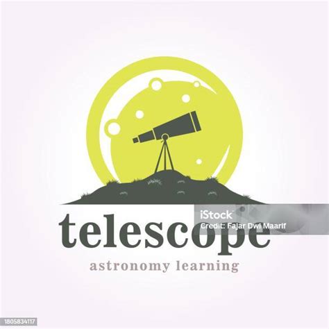 슈퍼문 배경 우주 천문학 빈티지 벡터 아이콘 디자인 범위 일러스트 디자인 디자인 언덕 통하고 있는 망원경 로고 와 Planetarium Building에 대한 스톡 벡터