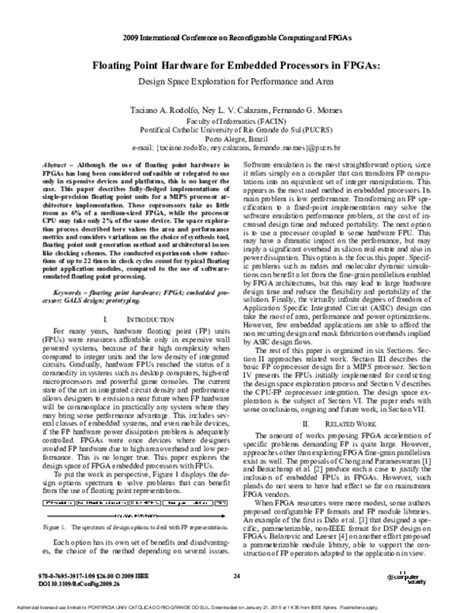 Pdf Floating Point Hardware For Embedded Processors In Fpgas Design Space Exploration For