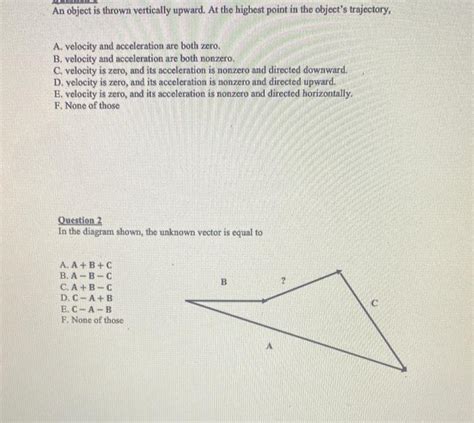 Solved An Object Is Thrown Vertically Upward At The Highest Chegg