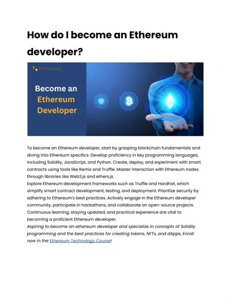 Ppt How Do I Become An Ethereum Developer 1 Powerpoint Presentation Id12593648