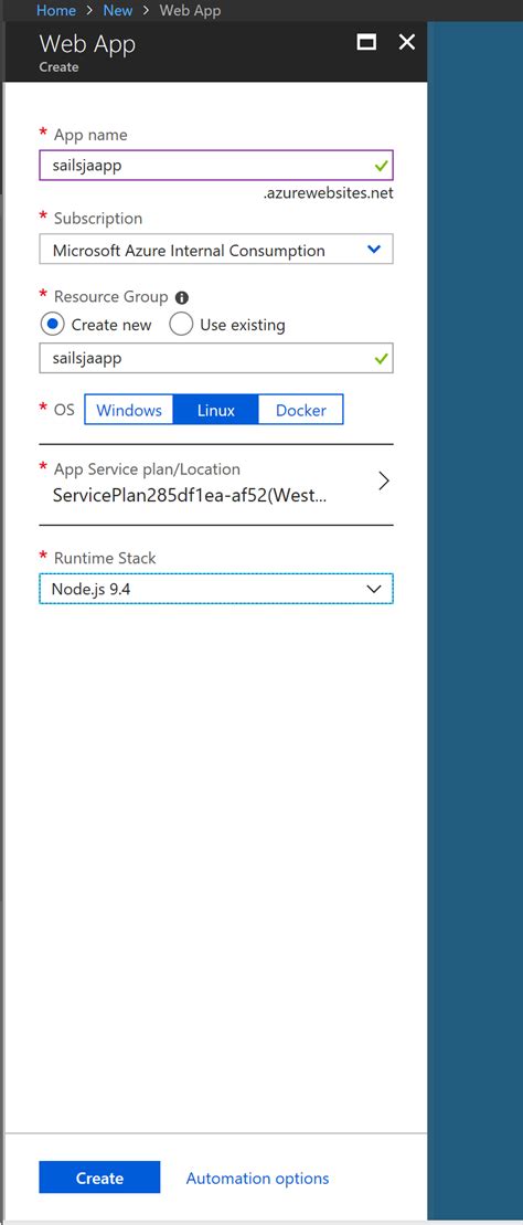 Running Sails Js App In Azure App Service Linux With Continuous