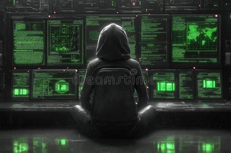 A Cloaked Figure Immersed In A Digital World Analyzing Glowing Data
