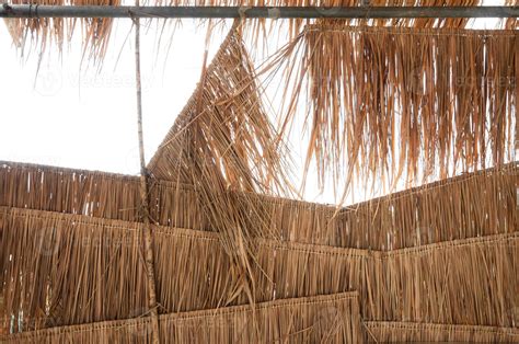 Rural House Roof Made Of Cogon Grassthatch Roof Backgroundbasketwork