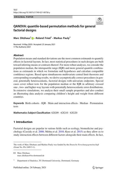 Pdf Qanova Quantile Based Permutation Methods For General Factorial Designs