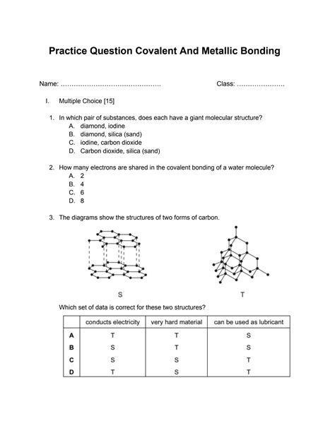 Solution Practice Question Covalent And Metallic Bonding Igcse Studypool