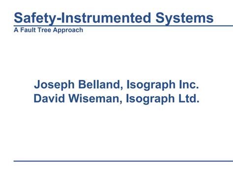 using fault trees to analyze safety instrumented systems ppt