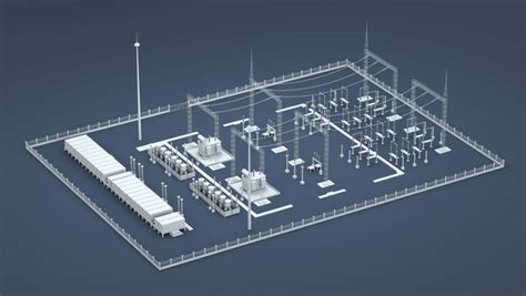 Distribution Electric Substation Power Lines Transformers Royalty Free