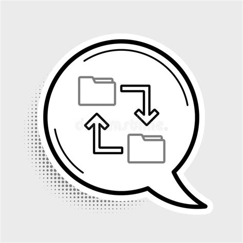 Line Cloud Storage Text Document Folder Icon Isolated On Grey Background Colorful Outline