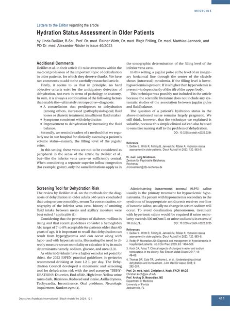 PDF Screening Tool For Dehydration Risk