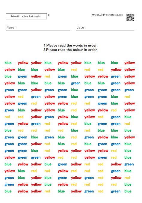 Stroop Task 20×10 Stroop Task 20×10001 In Order To Download The Following Worksheets You Need