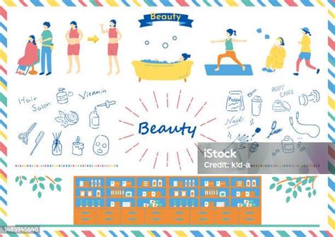 여성의 아름다움에 쉽게 사용할 수있는 일러스트레이션 자료 모음 영어 번역 메이크업 화장품에 대한 스톡 벡터 아트 및 기타 이미지 메이크업 화장품 네일 살롱 여자