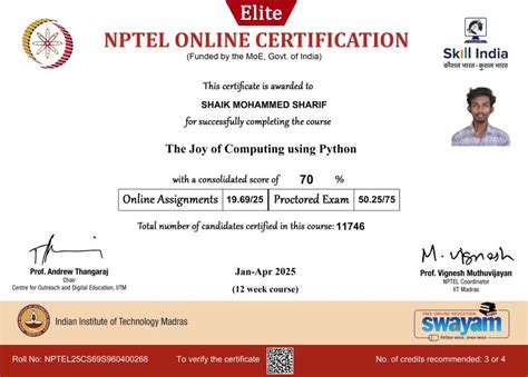 Python Nptel Joyofcomputing Lifelonglearning Programming Certificate Codingjourney