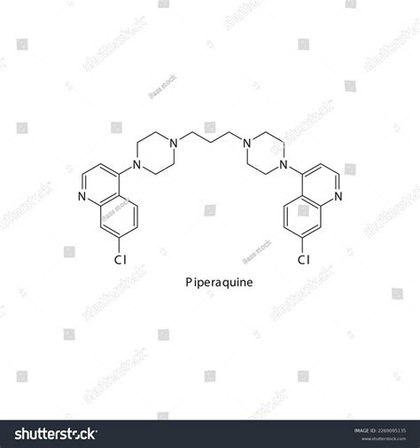 Piperaquine Flat Skeletal Molecular Structure Antiparasitic Stock Vector Royalty Free