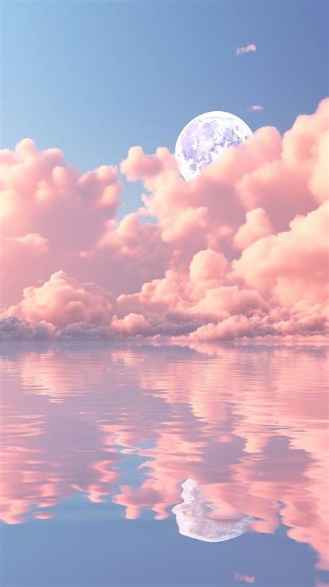 Pastel Pink Sky Reflection Astronomy Premium Ai Generated Image