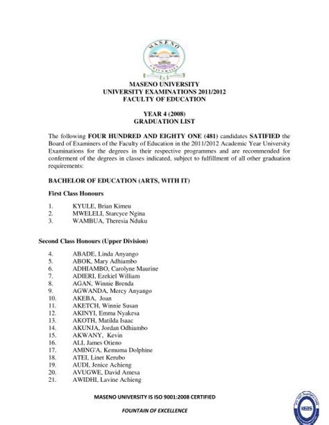 Bachelor Of Education Maseno University