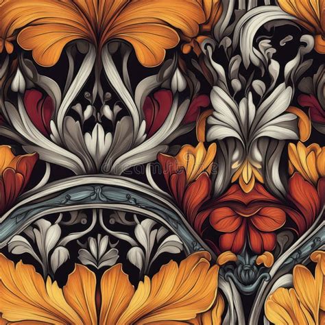 Ornate Floral And Botanical Scrollwork Pattern Wallpaper Design Stock Image Image Of Craft