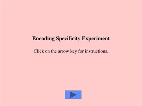 PPT Encoding Specificity Experiment Click On The Arrow Key For Instructions PowerPoint