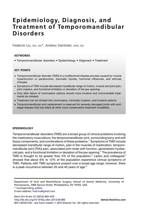 Pdf Temporomandibular Disorders Evaluation And Management