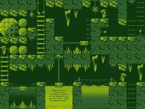 2d tileset 48x48 px gb retro cave by axiomyth games