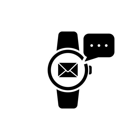Message On Smart Watch Silhouette Icon Smartwatch Notification Pictogram Communication Mail