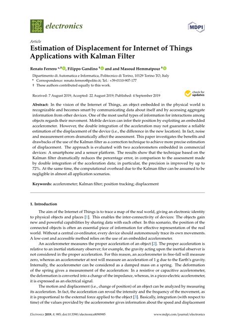 pdf estimation of displacement for internet of things applications