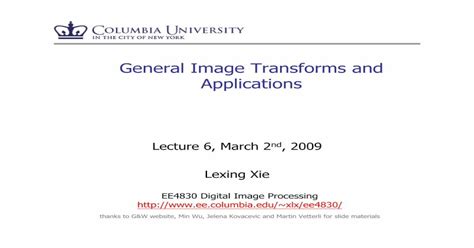 Pdf General Image Transforms And Applicationsxlxee4830noteslec6pdfunitary Transforms This