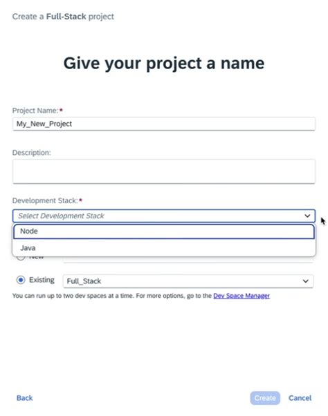 Create A Project From The Lobby Sap Tutorials