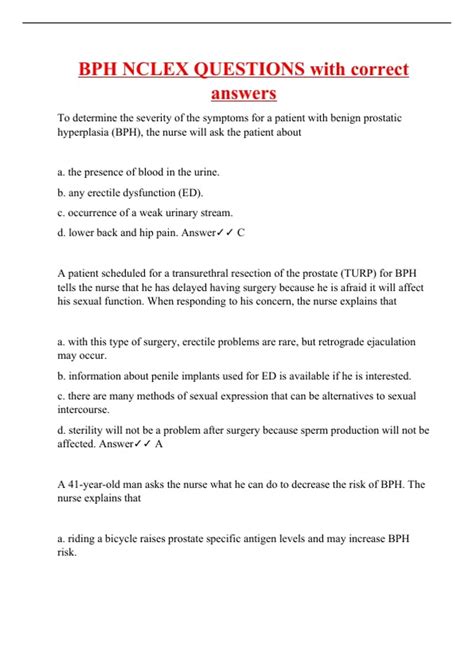 Benign Prostatic Hyperplasia Bph Tests Bundle Set Stuvia Us