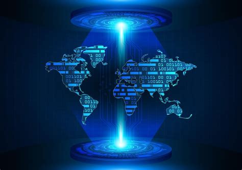 Premium Vector World Binary Circuit Board Future Technology Blue Hud Cyber Security Concept