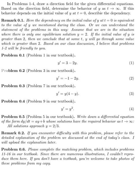 Solved In Problems Draw A Direction Field For The Given Chegg