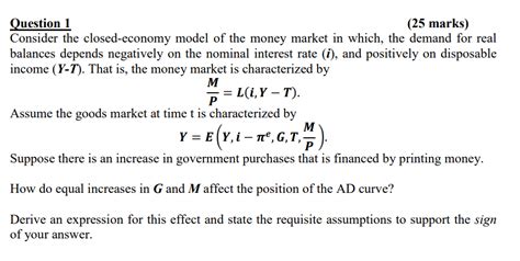 Solved Question Marks Consider The Closed Economy Chegg